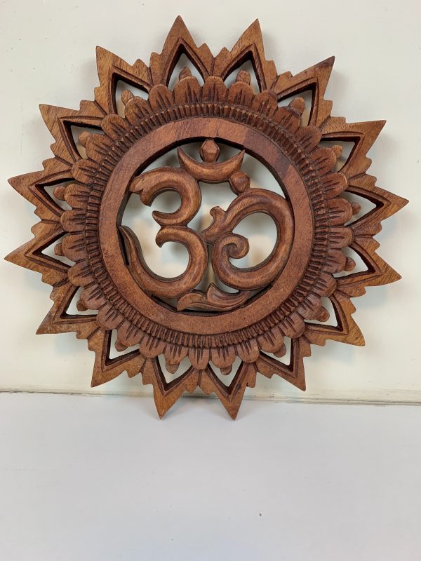 Teak Carving Circle Om Design | Balikarma Online Shop